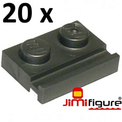 NEW 20 x LEGO 1x2 Modified Plate with Door Rail Flat Silver 32028 ...