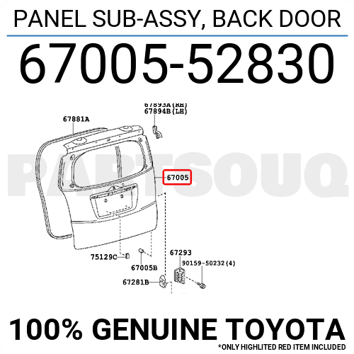 6700552830 Genuine Toyota PANEL SUB-ASSY, BACK DOOR 67005-52830 | eBay
