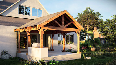 15’x16’ Cedar Canopy DIY Plans – Post Layout, Elevations, 3D Views ...