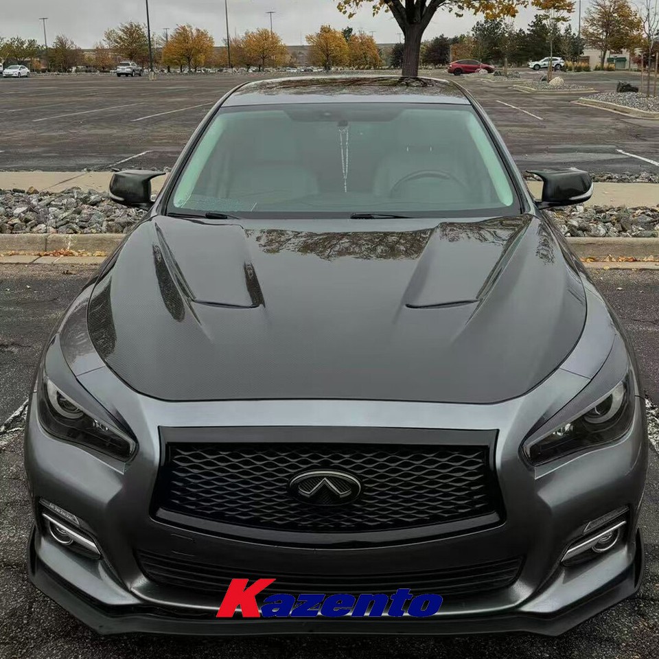 For Infiniti Q50 HT Style Vented Cooling Front Hood Bonnet Carbon Fiber ...