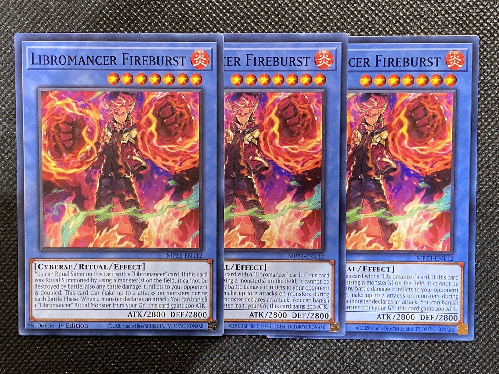 3x YuGiOh! - Libromancer Fireburst MP23-EN112 Common 1st Edition Near ...