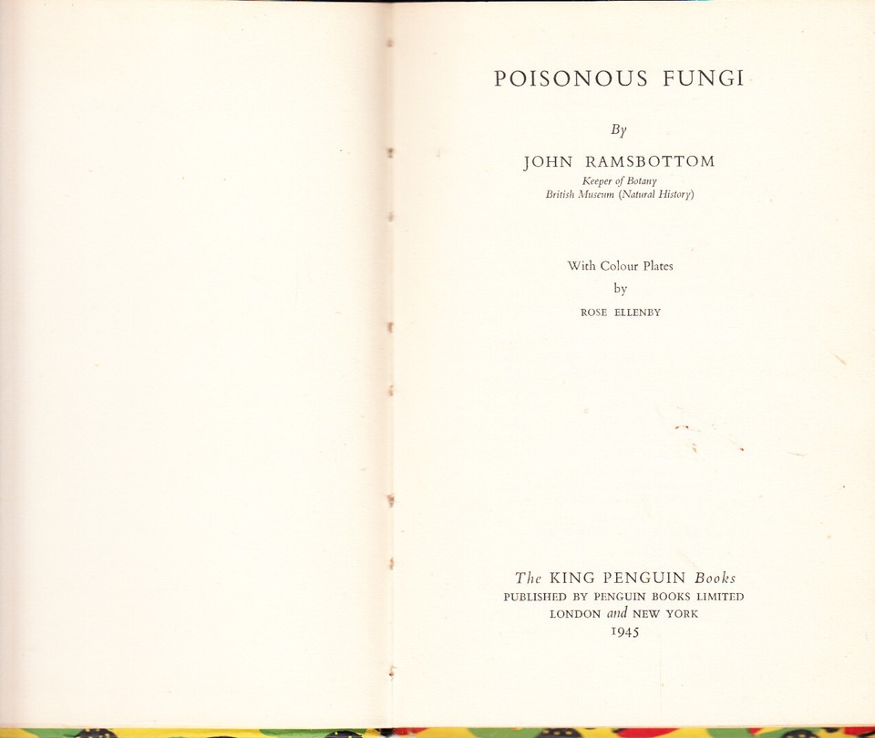 POISONOUR FUNGI. BY JOHN RAMSBOTTOM. HARDCOVER. 1945. | eBay