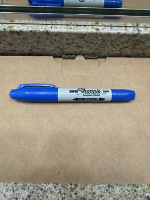 SUPER SHARPIE BLUE Twin Tip Permanent Marker Fine/Chisel Jumbo New ...