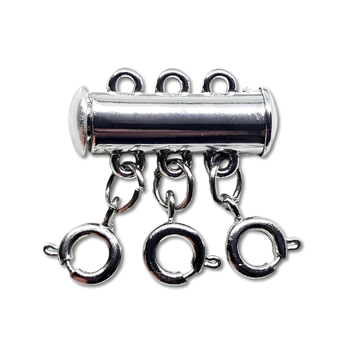 3 Strand Clasp Necklace Connector Silver Tube Stackable Magnet ...