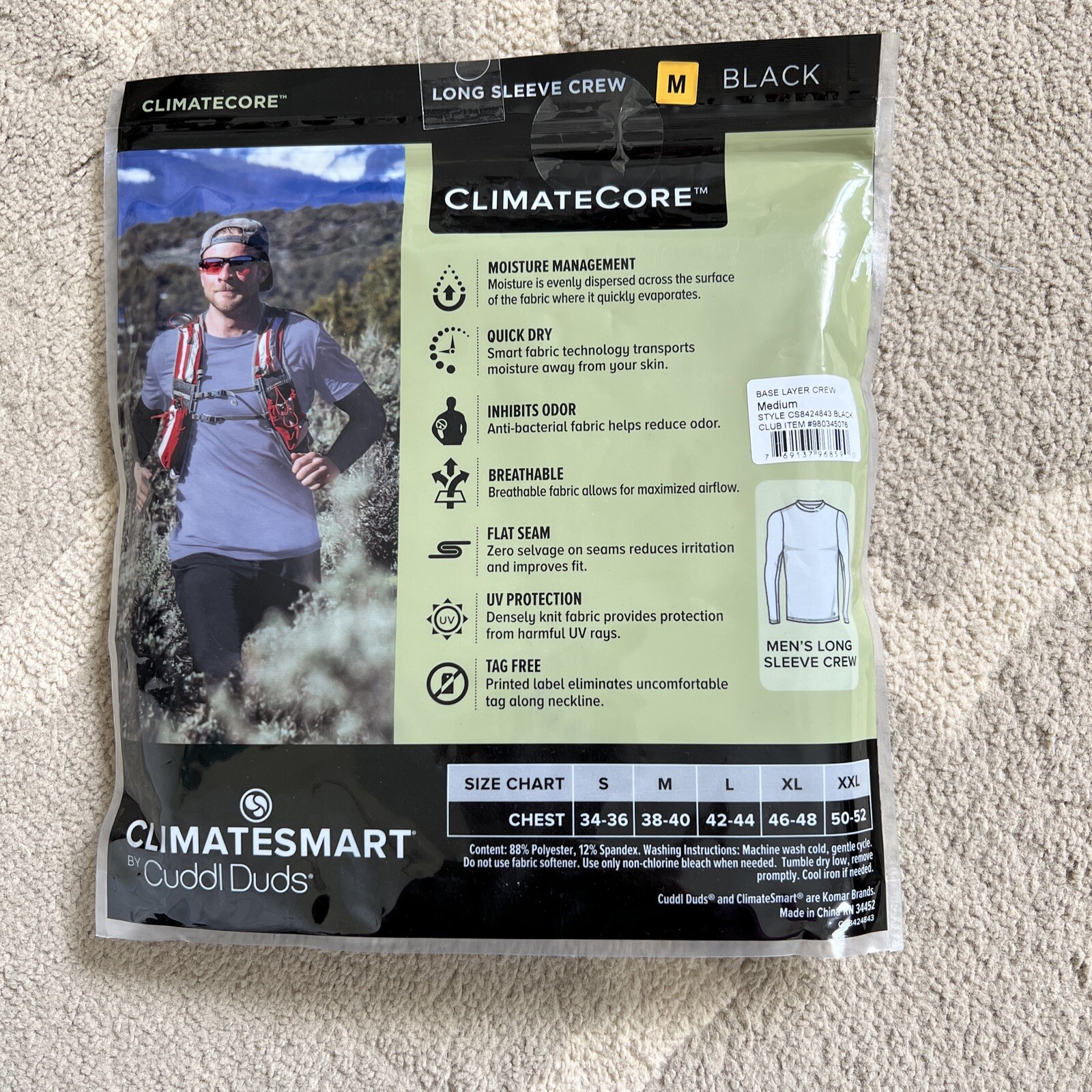 ClimateSmart by Cuddl Duds Base Layer Long Sleeve Crew Medium Mid ...