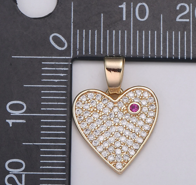 Heart Pendant 10k Solid Gold Pink Rhodolite And Moissanite Gemstone ...