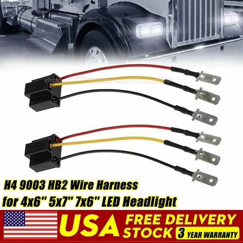 2x H4 9003 HB2 Wire Harness 4x6'' 5x7'' 7x6'' Headlight Connector ...