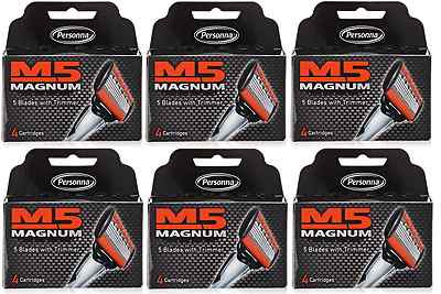 Personna M5 Magnum Razor Refill Blades with Trimmer, 4 Cartridges (6 ...