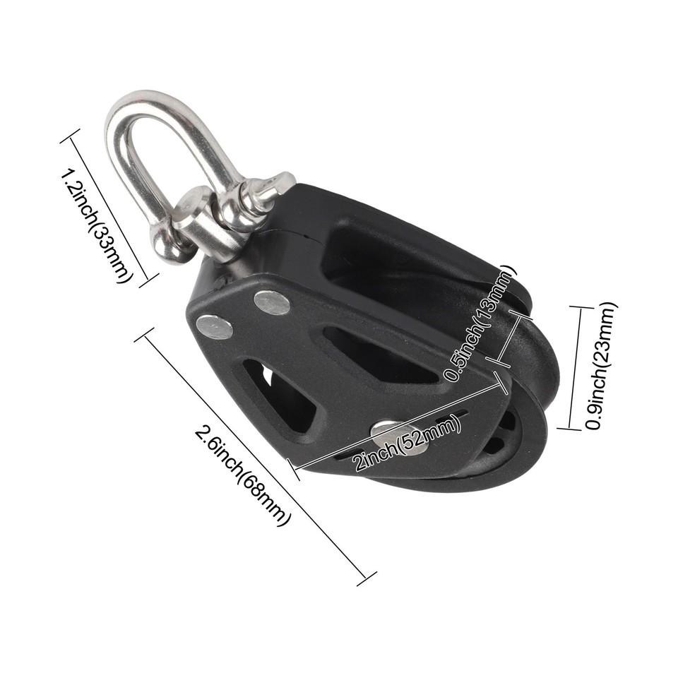 2 Pieces Heavy Duty Nylon Pulley Blocks Single Rotating for Sailboat ...