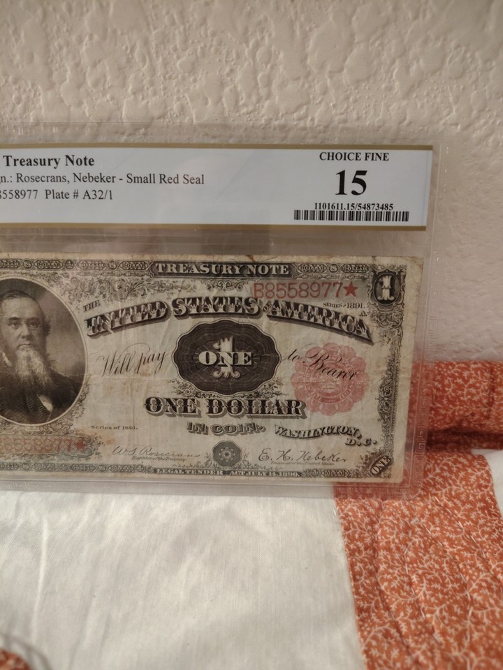 1891 $1 United States Treasury Note (PCGS Banknote Choice Fine 15) | eBay