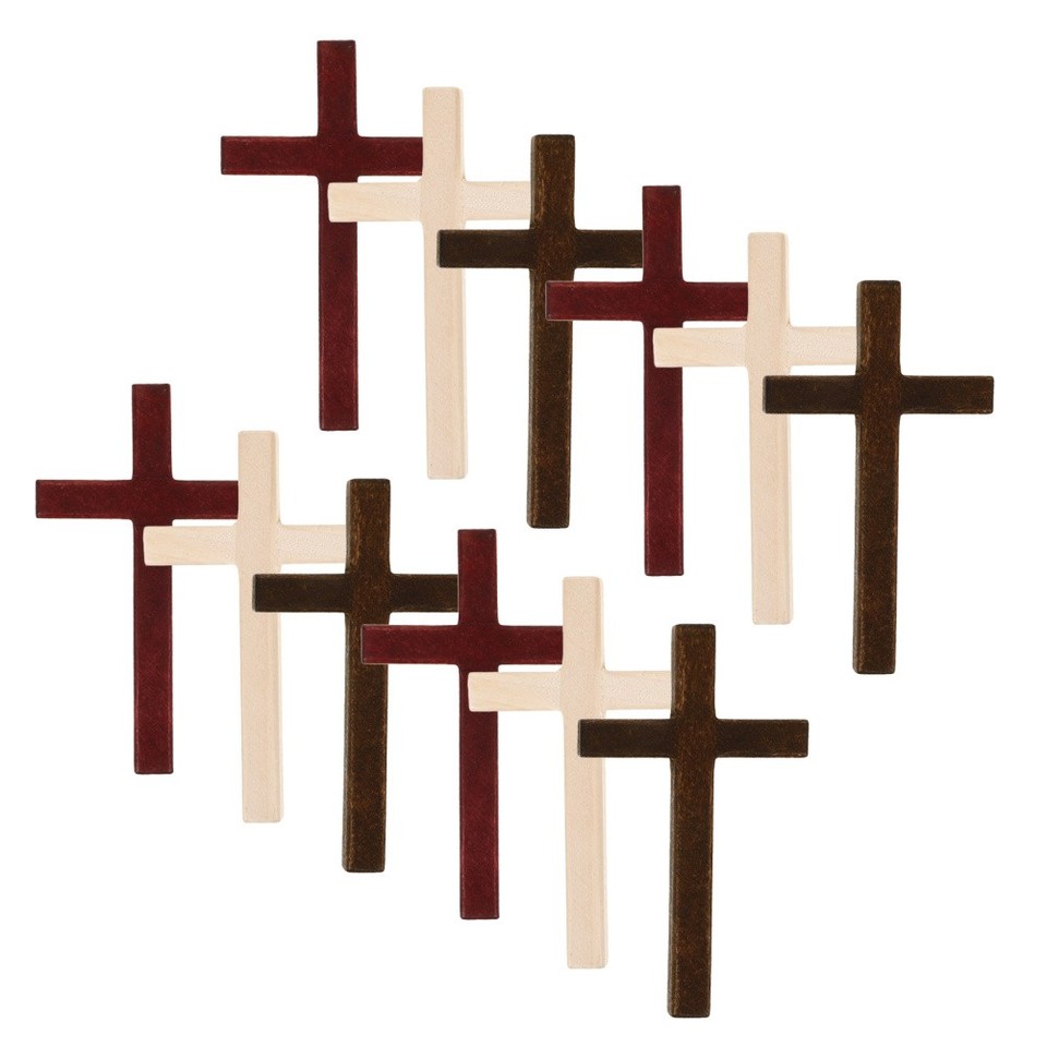 12pcs Wooden Prayer Cross: Handheld Praying Crucifix Portable Religious ...