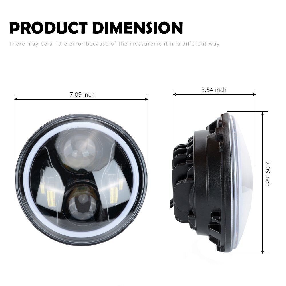 7 INCH RGB Ring LED Headlight Round Multi Color 6500K FOR Land Rover 90 ...