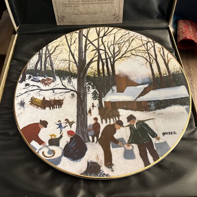 Grandma Moses Plate Gold Trim Bringing in the Maple Sugar Image #3372/ ...