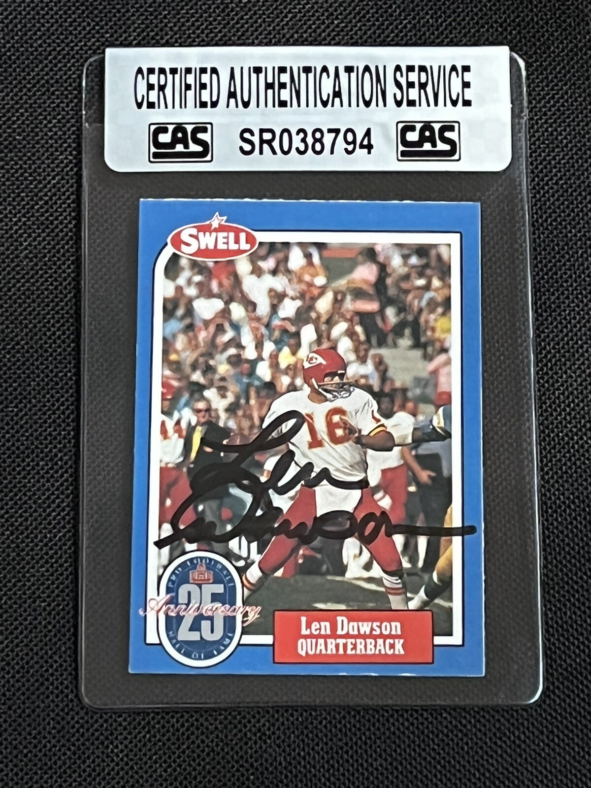 HOF LEN DAWSON 1988 SWELL GREATS HOF SIGNED AUTOGRAPHED CARD CAS ...
