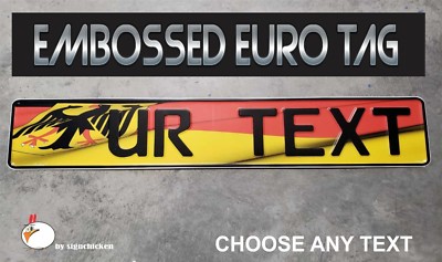 BMW German Eagle Euro European License Plate Embossed - ANY TEXT, FULL ...