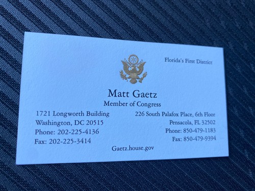 RARE Congressman MATT GAETZ TRUMP MAGA REPUBLICAN OFFICIAL BUSINESS ...