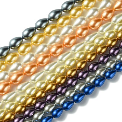 10Strands Teardrop Glass Pearl Beads Strands Crafts Jewelry Making 11 ...