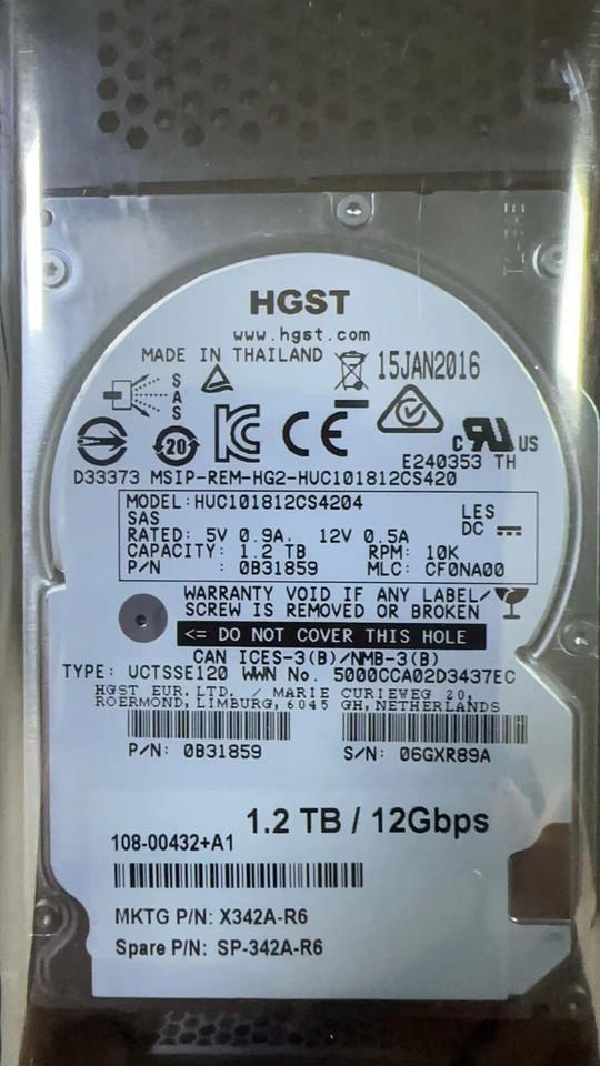 NEW NETAPP X342A-R6 SP-342A-R6 1.2T 12G 2.5 10K SAS 108-00432 0B31859 ...