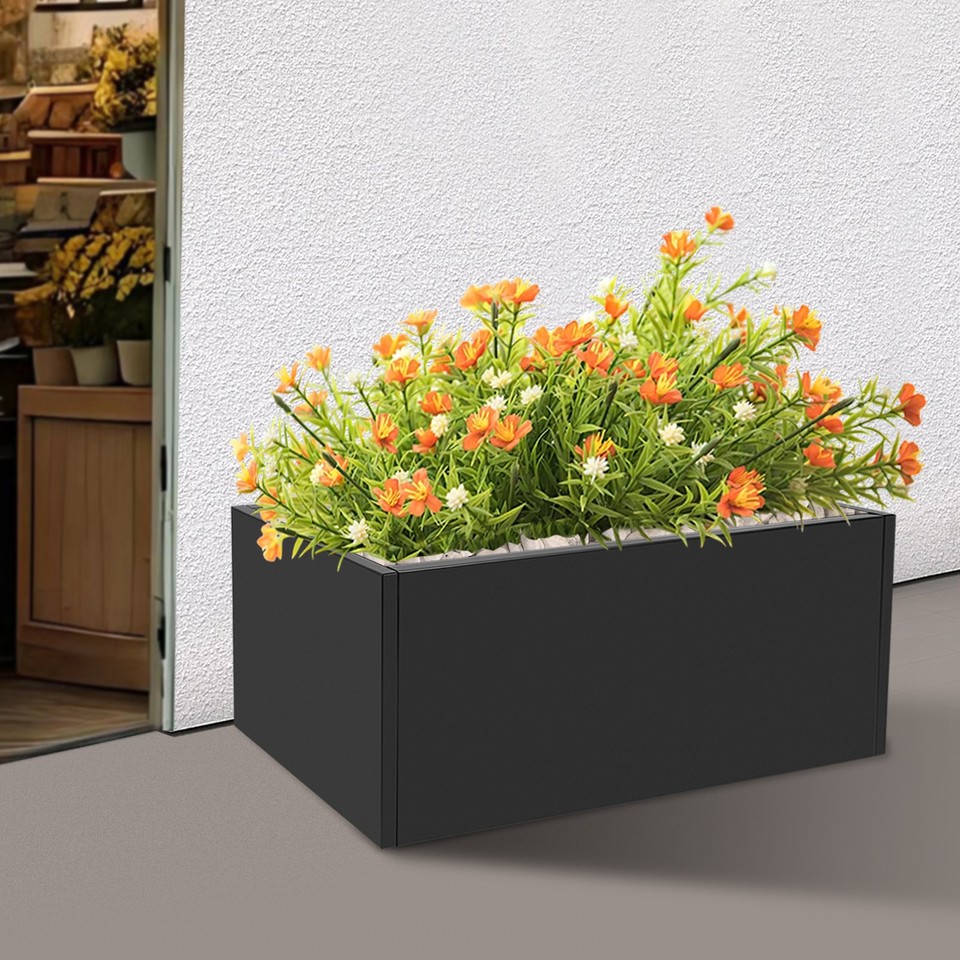 38*15*15in Steel Black Outdoor Modern Rectangular Planter Box ﻿With Gloves | eBay