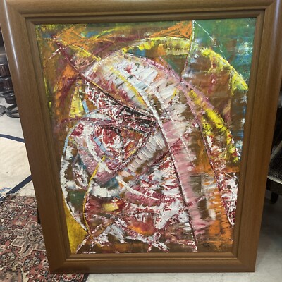 Italian PAOLO BONI Original Oil Modern Mid Century Abstract Composition ...