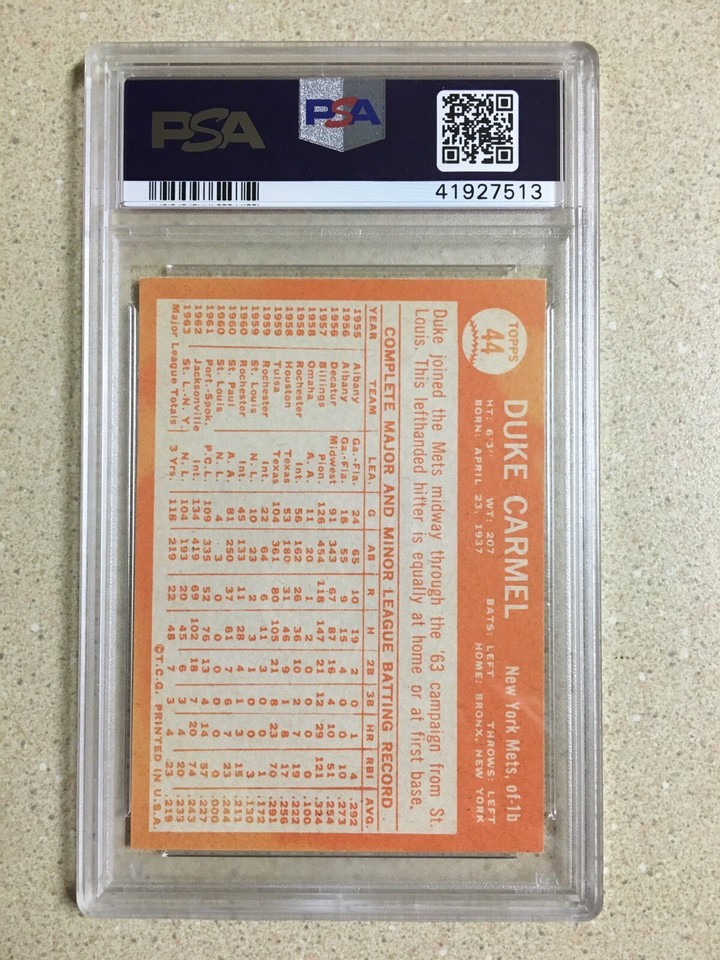 1964 Topps #44 Duke Carmel PSA 8 NM-MT METS | eBay