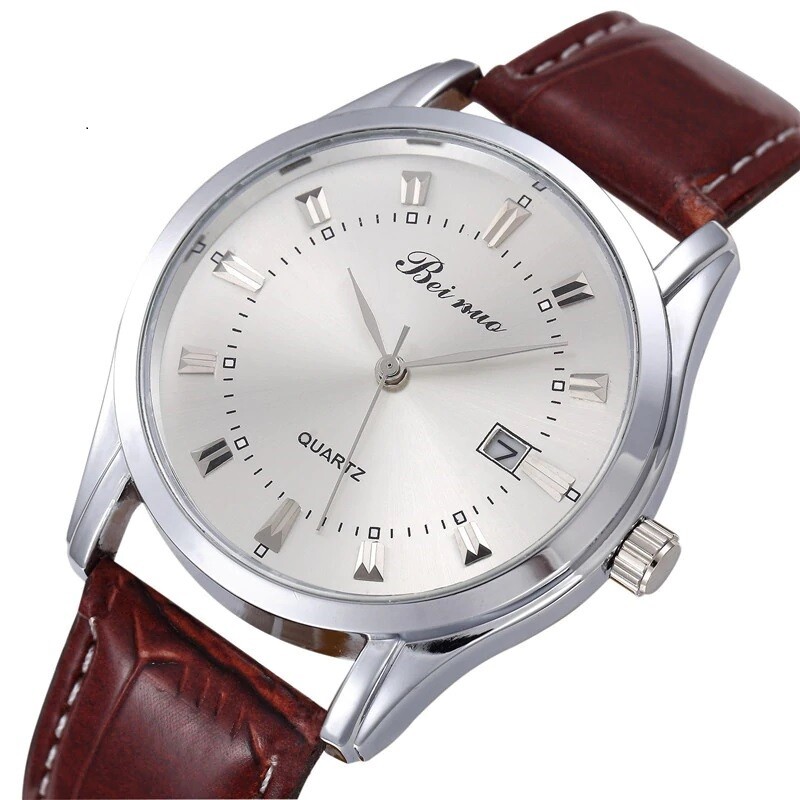 BEINUO GENTS Fashion Business Quartz DATE Leather Wrist Watch * BROWN ...