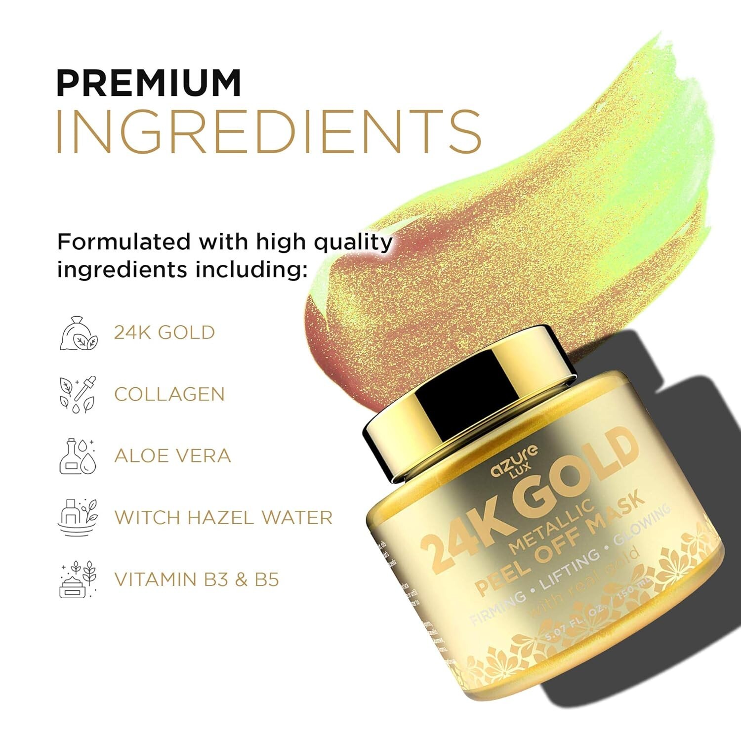 24K Gold Facial Mask By White Naturals: Rejuvenating Anti-Aging Face ...