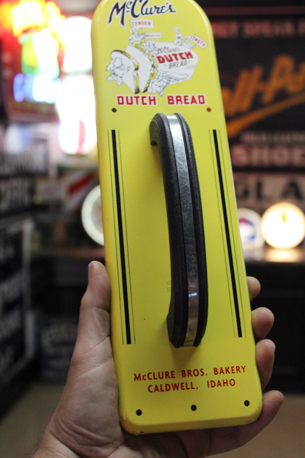 RARE 1950s MCCLURE'S BREAD BAKELITE PULL DEALER DOOR STAMPED PAINTED ...