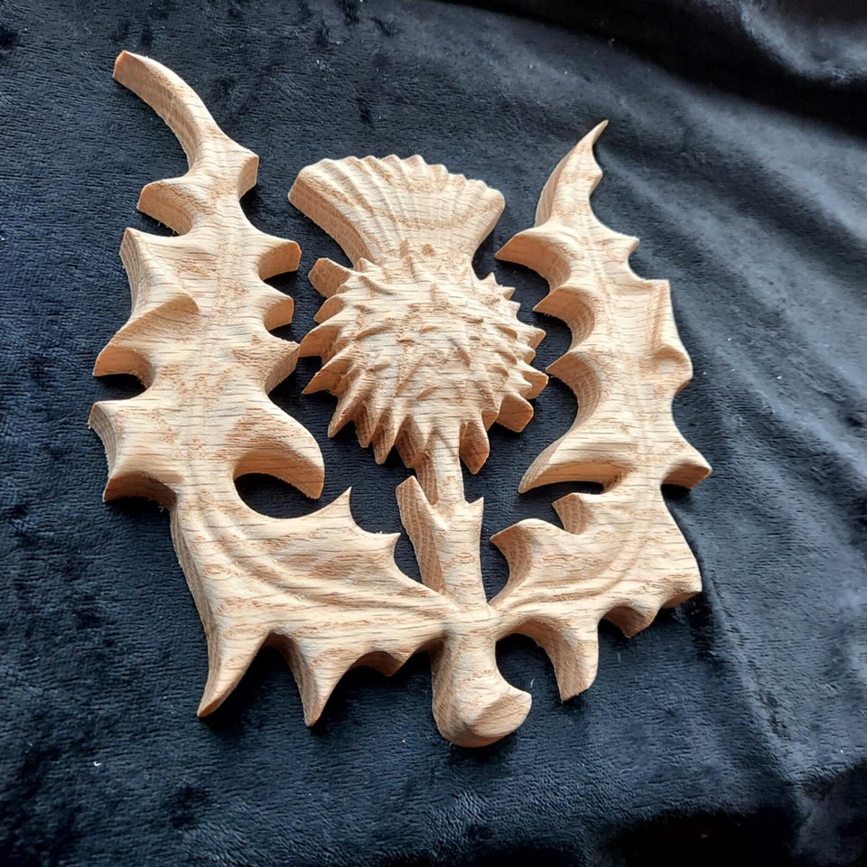 Scottish Thistle Wood Carving Flower of Scotland Onlay Decor Solid ...