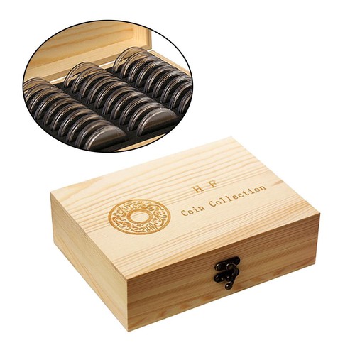 30Pcs 51mm Coin Capsules Collection Coin Display Container Wood Storage ...