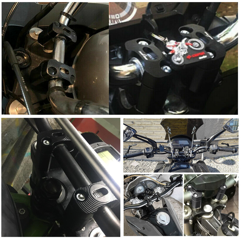 Universal CNC Motorcycle Handlebar Riser Clamp Mount Fit 7/8" 1 1/8 ...