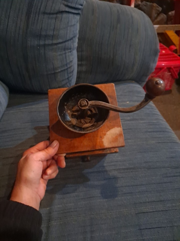 Antique Primitive Coffee Grinder Rustic Farmhouse Kitchen Decor Wood ...