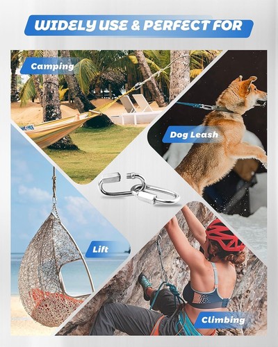 20 Pack 304 Stainless Steel M3.5 Chain Link, 1/8 Inch D Shape Locking ...