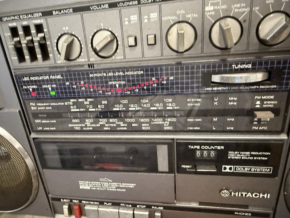Vintage Hitachi Portable Stereo Radio Cassette Boombox Working | eBay UK