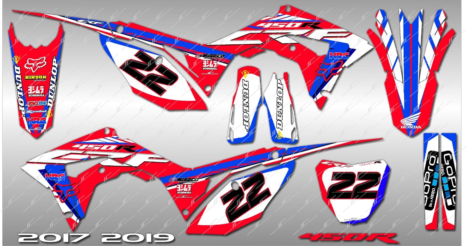 HONDA CRF450R 2017 2019 CUSTOM GRAPHICS KIT | eBay