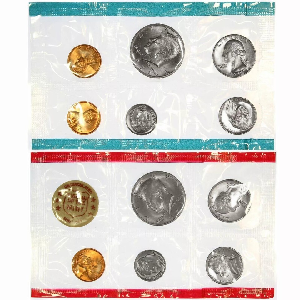 1971 P&D Mint Set with 11 Brilliant Uncirculated US Coins & Envelope ...