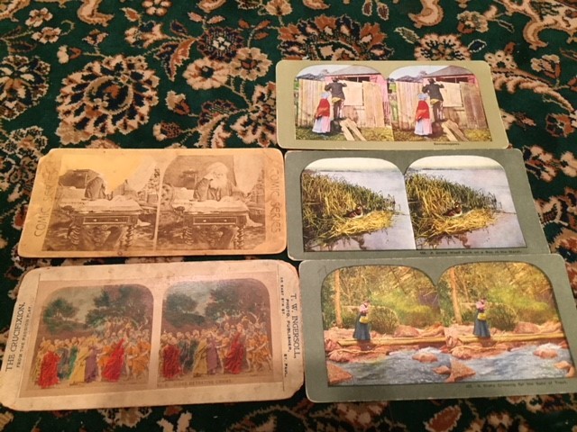 5 Stereopticon Cards Comic Series Eavesdroppers Wood Duck Trout ...