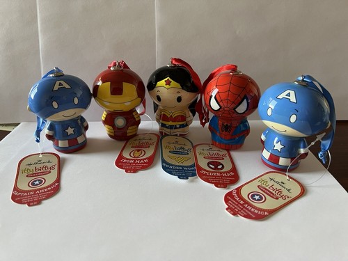 HALLMARK ITTY BITTYS Ornaments Marvel Set Of 5 NWT Capt America, WW ...