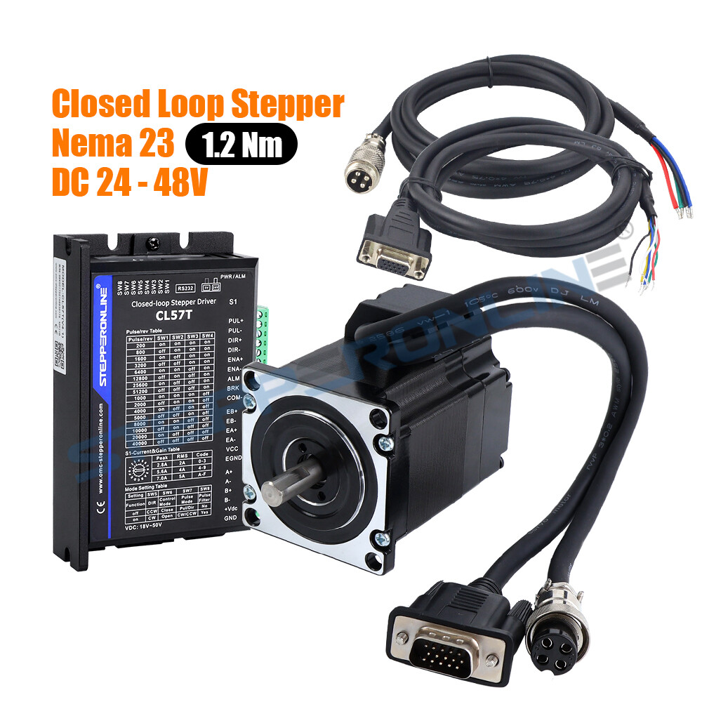 STEPPERONLINE Nema 23 Closed Loop Stepper Motor 170oz.in Servo Driver CL57T Kit | eBay