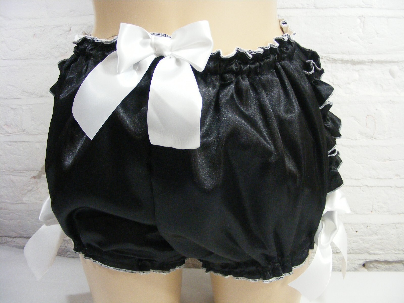 ADULT BABY SISSY black satin DIAPER COVER PANTIES FANCYDRESS french ...
