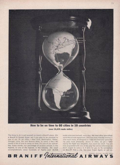 1963 Braniff Airways PRINT AD Airlines How to Get be on Time to | eBay