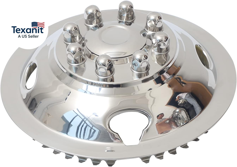 16In 8 Lug Stainless Steel Dually Wheel Simulator Set Wheel Rim Hub ...