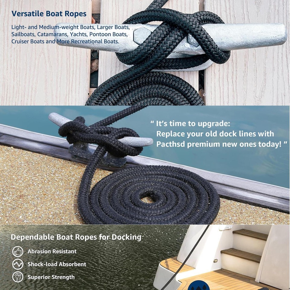 Dock Lines Heavy-Duty Nylon Cord 5/8inch x 15FT Dock Ropes for Boats | eBay