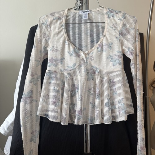 Nation LTD Tilly Ruffle Long Sleeve Babydoll Top XS Floral Whymsical ...