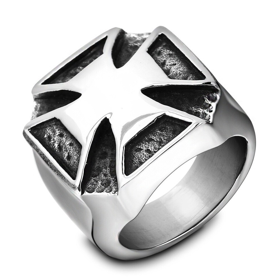 Vintage Big Cross Iron Cross Ring Stainless Steel Men's Huge Cross ...