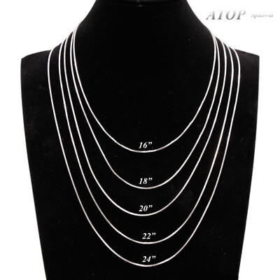 925 Sterling Silver Square Box Chain Necklace Men’s Women’s .925 All ...