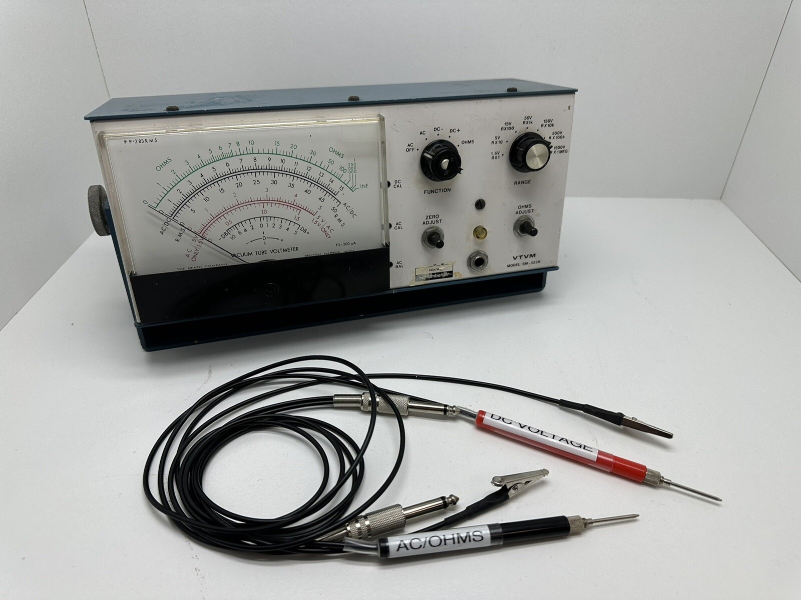 Vintage Heathkit VTVM IM-5228 VACUUM TUBE VOLTMETER With Probes ...
