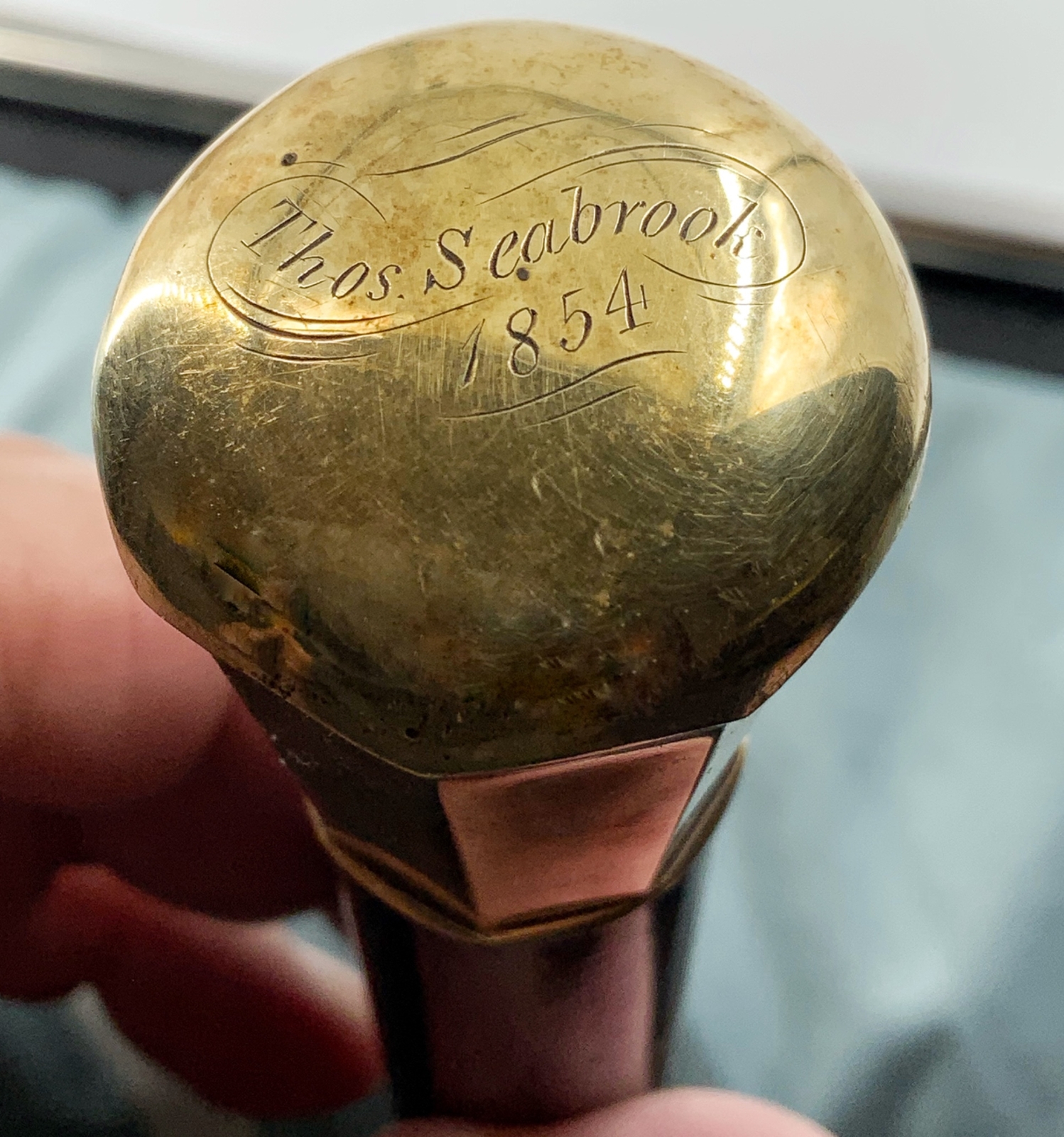 Antique 14k g presentation cane Thomas Seabrook Pennsylvania RR 1854 ...