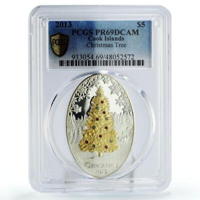Cook Islands 5 dollars Christmas Tree Reindeers PR69 PCGS silver coin ...