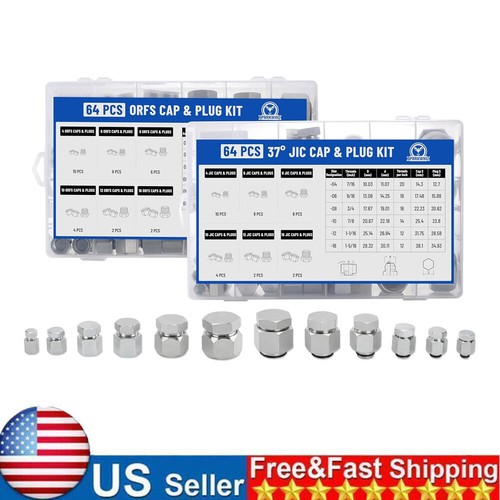 JIC & ORFS Cap/Plug Assortment Kit,Hydraulic Hose Tube & Pipe Fittings (128-pcs) | eBay